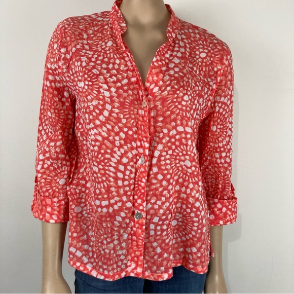 Tops | Sapphire Star Orange Button Down Blouse | Poshmark
